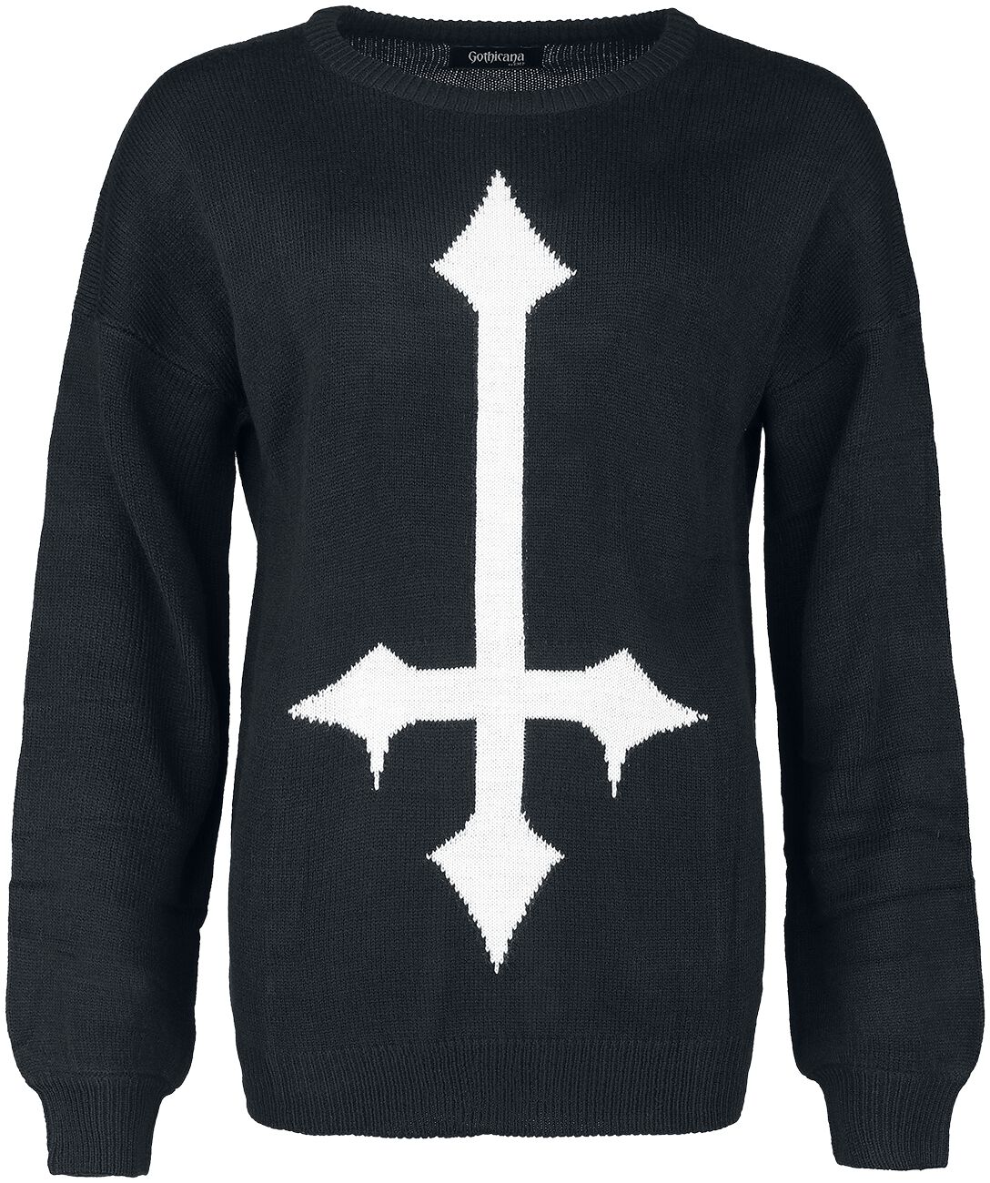 Stickad tröja med stort kors | Gothicana by EMP Stickad jumper | EMP