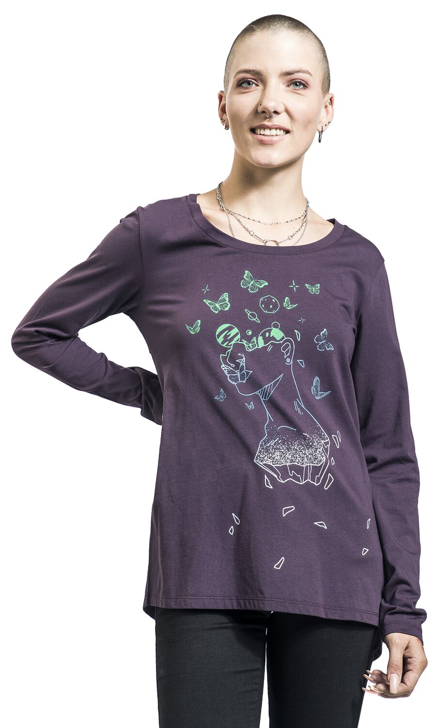 Långärmad tröja med galax-fjärilstryck | Full Volume by EMP Långärmad ...