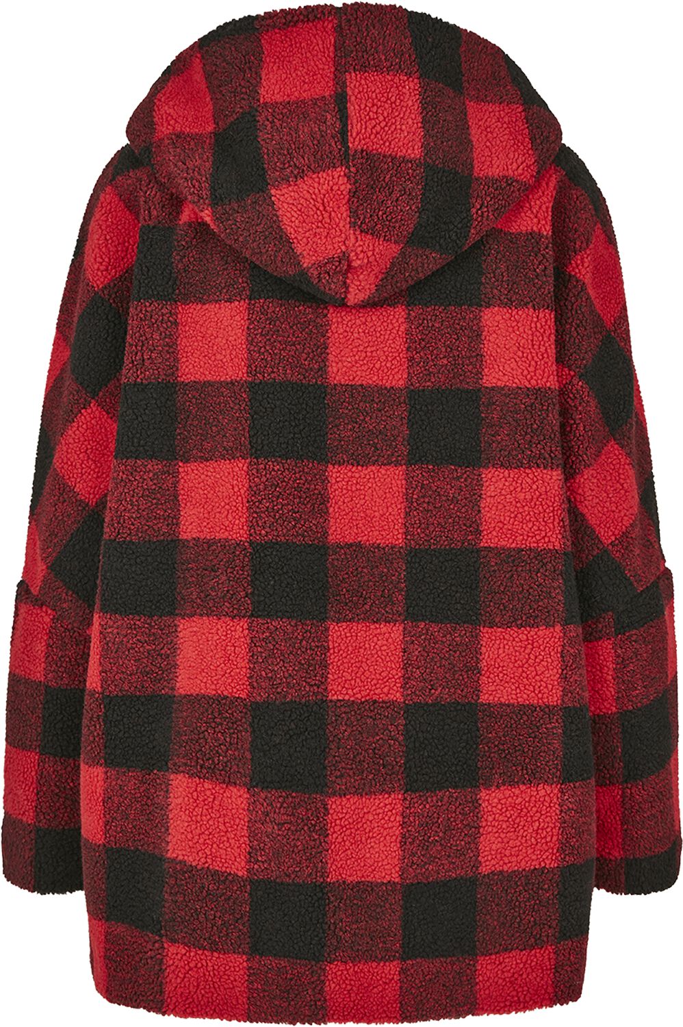 Ladies Hooded Oversized Check Sherpa Jacket | Urban Classics ...