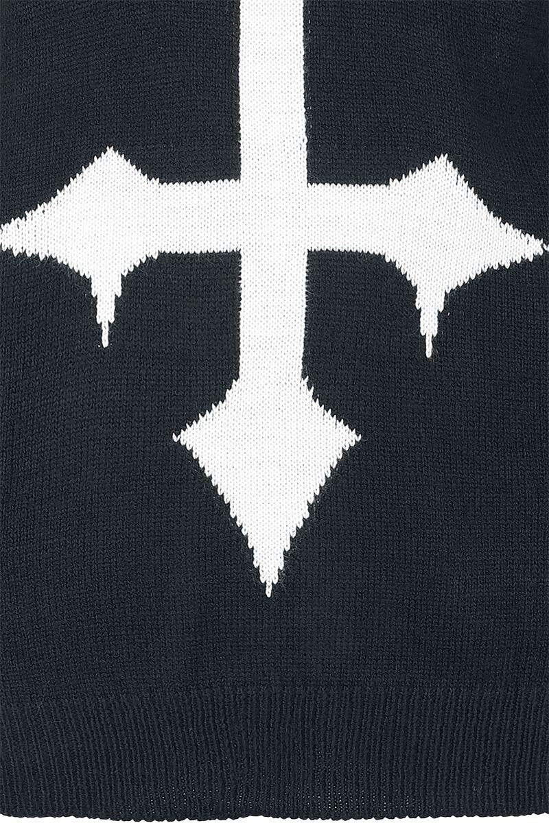 Stickad tröja med stort kors | Gothicana by EMP Stickad jumper | EMP